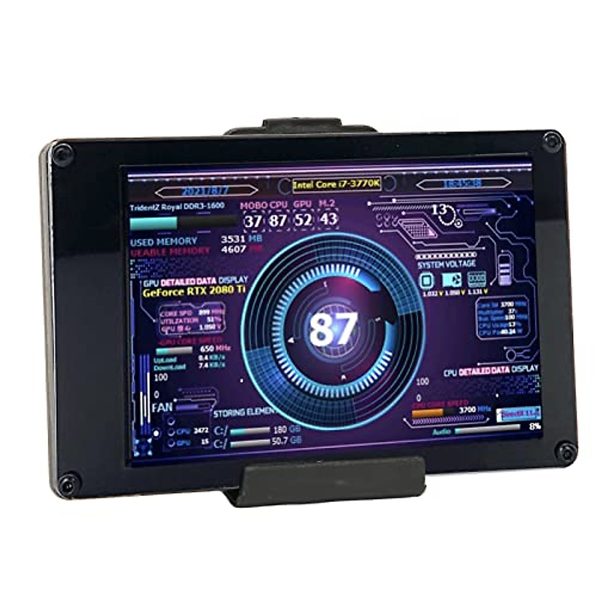 Cryfokt Computer Temp Monitor, 320x480 Stepless Brightness 3.5in Screen PC Temperature Display Clear Image IPS USB for CPU