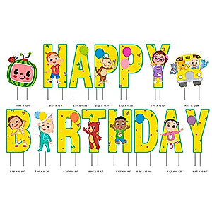 CoComelon Happy Birthday Yard Signs with Metal Stakes, 16" Letters