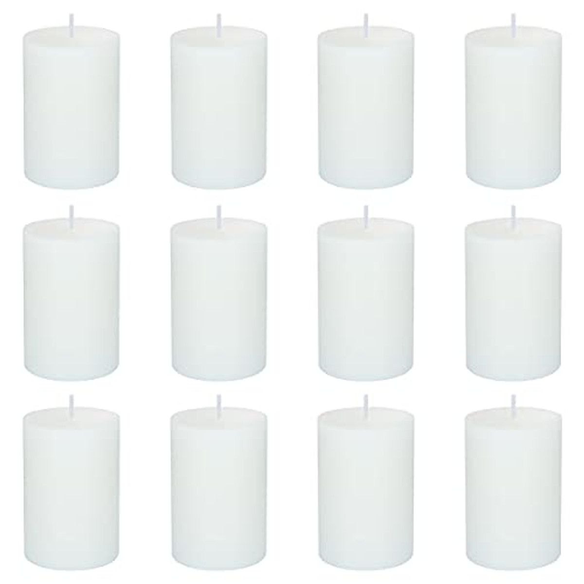 12 Pack 2x3 Inch Pillar Candles, Unscented Column Candles for Home Restaurants Spa Church Weddings, Smokeless Dripless and Clean Burning Emergency Candle - White