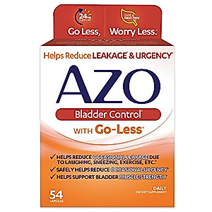 AZO Bladder Control with Go-Less Daily Supplement | Helps Reduce Occasional Urgency& leakage due to laughing, sneezing and exercise | 54 Count Capsules