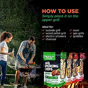 Tropical Spark - Wood Chips, Aromatic Smoker Wood Chips, Assorted Wood Chips for Smoker, Costa Rican Tropics Smoker Chips for Smoking, Grilling, Baking, Roasting, & Braising, 4 Pack