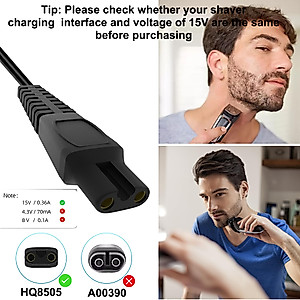 Charger for Philips-Norelco-HQ8505 Norelco 7000 5000 3000 9000 Series Electric Shaver Razor, Aquatec, Arcitec, Multigroom Beard Trimmer & More 15V AC Adapter Power-Supply Cord by Jewaytec