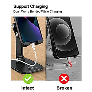 OCYCLONE Cell Phone Stand, iPad Stand, Adjustable Height and Angle Phone Stand for Desk, Foldable Phone Holder, Taller iPhone Stand Compatible for 4-11 Inch All Mobile Phone/iPad/Tablet - Black