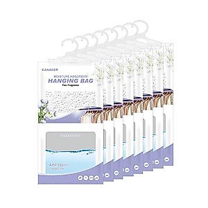 CANAGER Hanging Moisture Absorber, Flax Fragrance Moistureproof Desiccant Hanging Bag，Dehumidifier Bag (8 packs) Hanging Closet Dehumidifier Bags, Moisture Absorb 12.5 oz