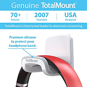 TotalMount Headphone Holder – Hanger Won’t Damage Your Wall with Screws or Permanent Adhesive (Studio-Grade White – One Pack)