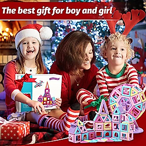Magnetic Tiles for 3 4 5 6 7 8+ Year Old Boys Girls Magnetic Blocks Building Set for Kids Ages 3-6, Creativity and Educational Construction Toys for Toddlers 3-5 Christmas Birthday Gifts Toys-117PCS