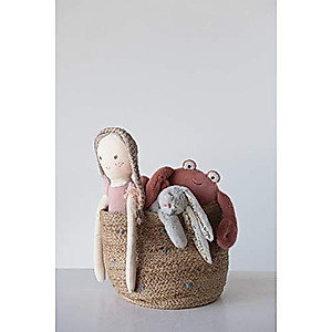 Creative Co-Op Hand-Woven Jute Embroidered Dots Baskets, Natural