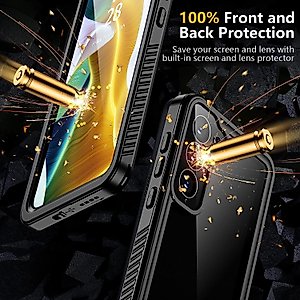 Oterkin for Samsung Galaxy S23 Plus Case Waterproof,S23 Plus Case with Built-in Screen&Camera Protector,360° Full Body Protection Dustproof Shockproof Heavy Duty Rugged Case for S23+ Plus 6.6''-Black