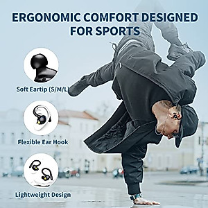 Bluetooth5.2 Headphones HD Calls 120Hrs Playtime Wireless Earbuds with Charging Case Wireless IPX7 Waterproof Ear Buds Touch Control Over-Ear Earphones with Earhooks for Sports/Running/Work/Gaming
