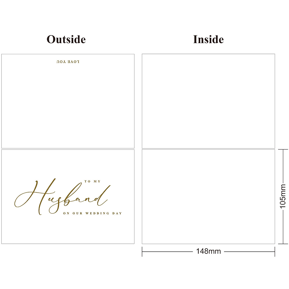 LADY&HOME Set of 2 Wedding Day Cards with Foil Accents and Envelopes,To My Bride On Our Wedding Day Card,To My Groom On Our Wedding Day Card (C2: Husband & Wife)