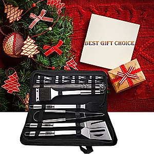 BBQ Accessories Kit - 20pcs Stainless BBQ Grill Tools Set for Smoker Camping Barbecue Grilling Tools BBQ Utensil Set Outdoor Cooking Tool Set with Canvas Bag Gift for Thanksgiving Day, Christmas
