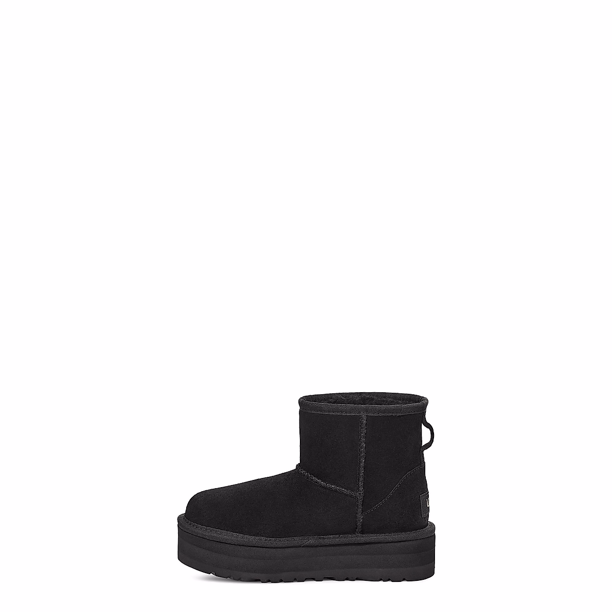 UGG Unisex-Child Classic Mini Platform Boot, Black, 4 Big Kid