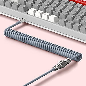 Magic-Refiner AK873 Gaming Keyboard,Rainbow Led Backlit,Hot-Swappable Linear Red Switch,PBT Keycap,75% TKL Layout,Ergonomic Mechanical Keyboard with Custom Coiled USB/Type-C Aviation Cable(White Grey)