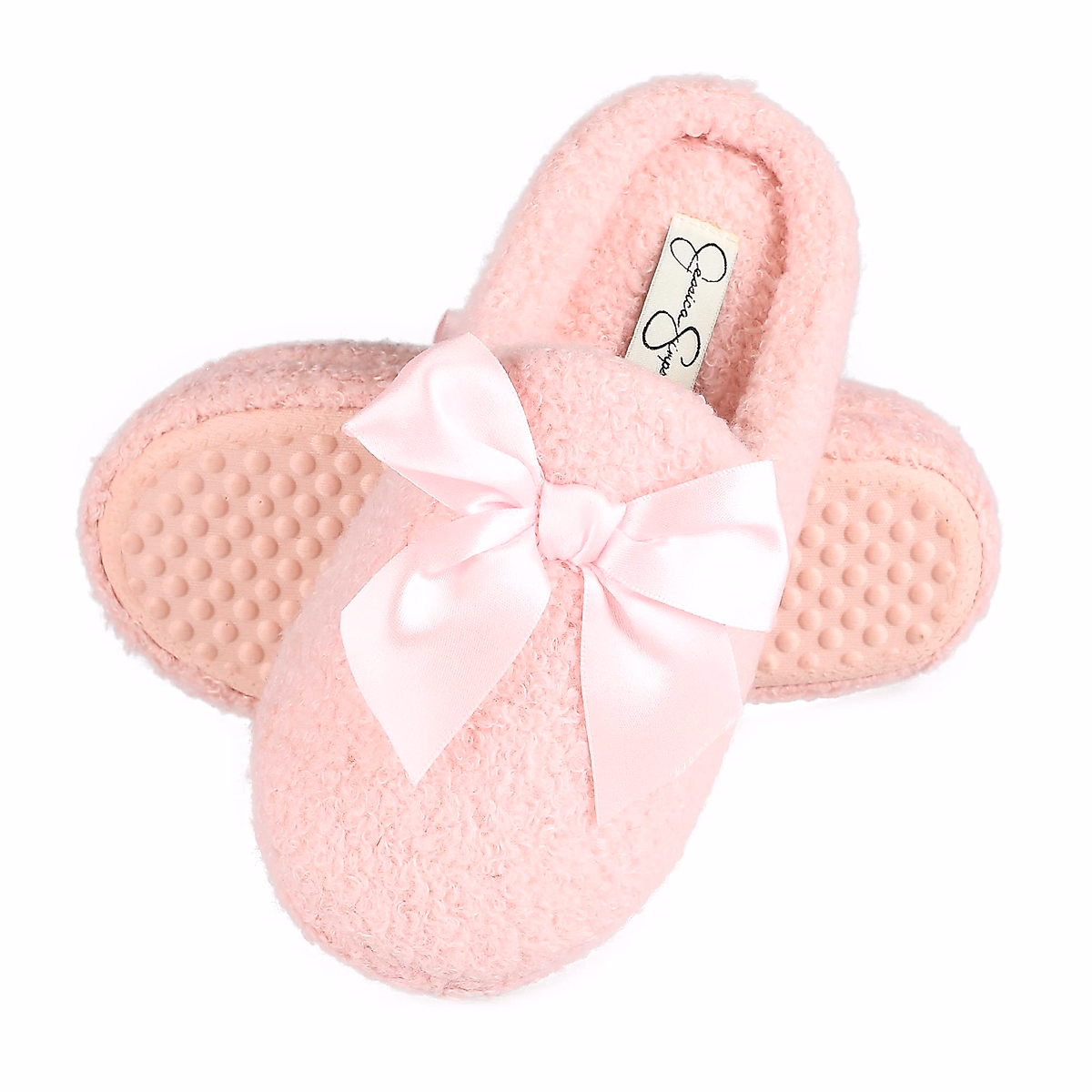 Jessica Simpson Girls Plush Marshmallow Slide On House Clog With Memory Foam Slipper, Pink, Large Little Kid US