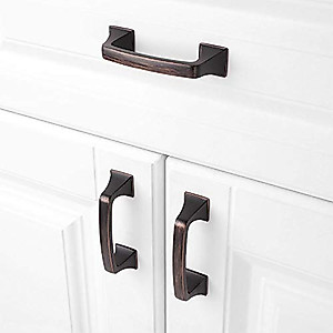 KOOFIZO 20-Pack Big Square Foot Cabinet Arch Pull - Oil Rubbed Bronze Furniture Handle, 3 Inch/76mm Screw Spacing for Kitchen Cupboard Door, Bedroom Dresser Drawer, Bathroom Wardrobe Hardware