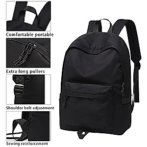 KUKUCAT School Backpack Waterproof Black Bookbag Suitable College High School Bags Laptop Backpack Suitable for Men Women (Black)