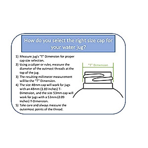 Screw-On Caps Compatible with 1-5 Gallon Bluewave, New Wave Enviro, PureAqua Brand Water Jugs, 48mm Size Bottle Lids, 2pk