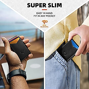 BULLIANT Men Wallet Gift Boxed,Slim Front Pocket Wallet Money Clip Card Holder 3.8"x2.7",Pop-up Access