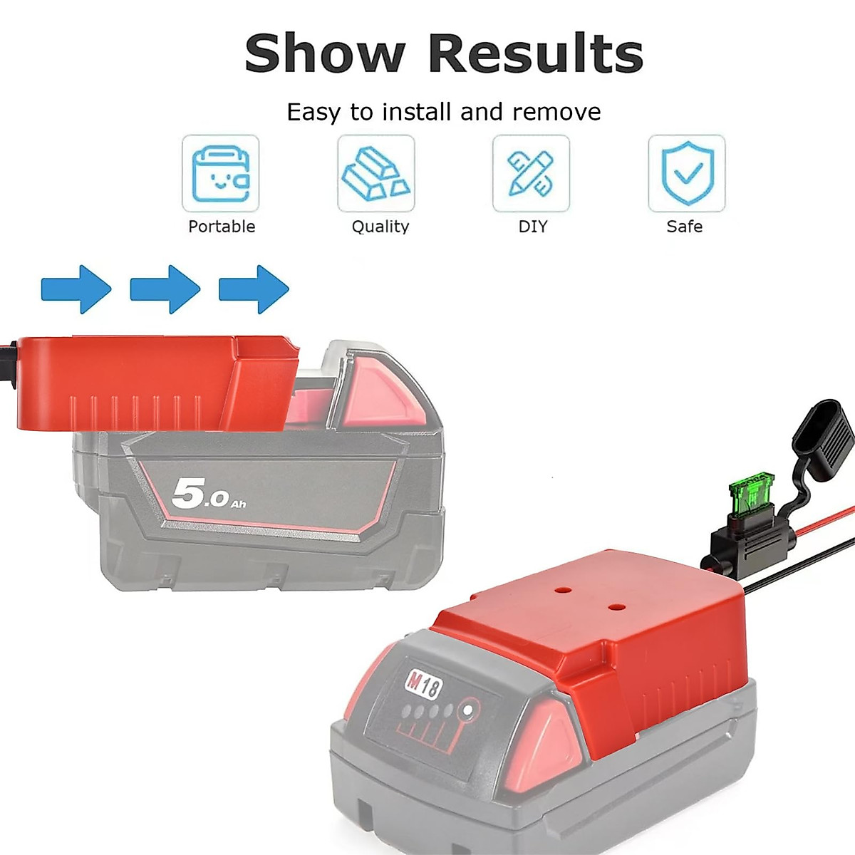 2 Pack Power Wheels Adapter for Milwaukee M18,18V Power Wheels Battery Conversion Kit with Switch, Fuse & Wire Terminals, 12AWG Wire, Power Connector for DIY Rc Car Toys and Robotics