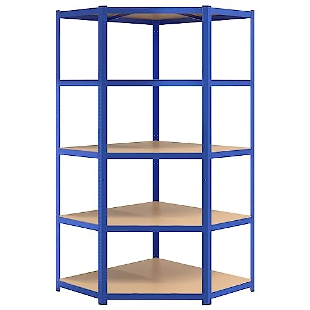 vidaXL Industrial Style Corner Shelf - 5-Layer Storage Unit - Blue Engineered Wood and Galvanized Steel Construction - Fits Any Corner