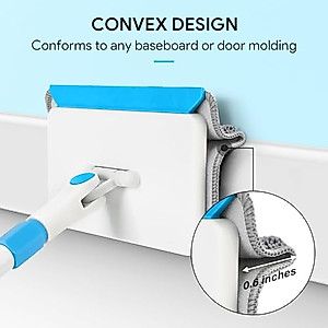 Lshfjnd Baseboard Cleaner Tool with Long Handle,Wall Cleaner Mop with Extendable Handle,Duster Cleaning Tools Mop for Baseboard Floor Skirting Board,Ceiling Wall Window Cleaner with 4 Reusable Pads
