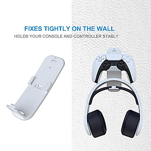 EJGAME Game Controller & Headphone Stand Wall Mount Holder Compatible with PS5, PS4, PS3,Xbox ONE, Series X, Switch, Gamepad & More, Stay Organized No Screws (White)