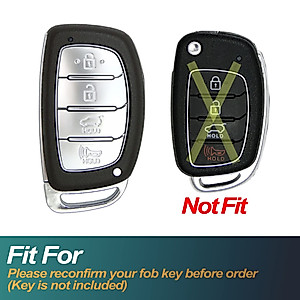 FEYOUN Key Fob Cover Compatible with Hyundai Elantra Elantra GT Ioniq Sonata Tucson Smart 4 Buttons TPU Remote Keyless Key Fob Case Protection Shell Accessories, Blue Gray