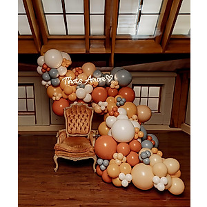 Neutral burnt orange balloon arch kit 130pcs with double stuffed Terracotta orange cream peach gray Balloons for autumn Baby Shower fall Birthday Boho Wedding bride to be decorations
