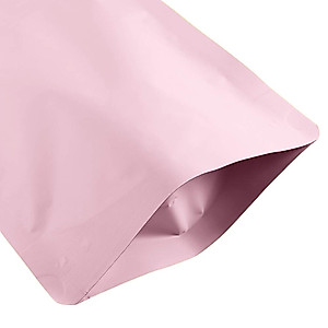 QQ Studio 100 Matte/Glossy Flat/Stand-Up Pouch w/Hang-Hole Aluminum Mylar Foil Heat/ReSealable Food Pouch (6.25" x 9", Matte Pink Standup Bag)