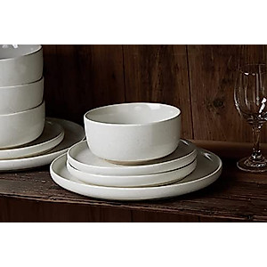 Famiware Plates and Bowls Set, 12 Pieces Dinnerware Sets, Dishes Set for 4, White