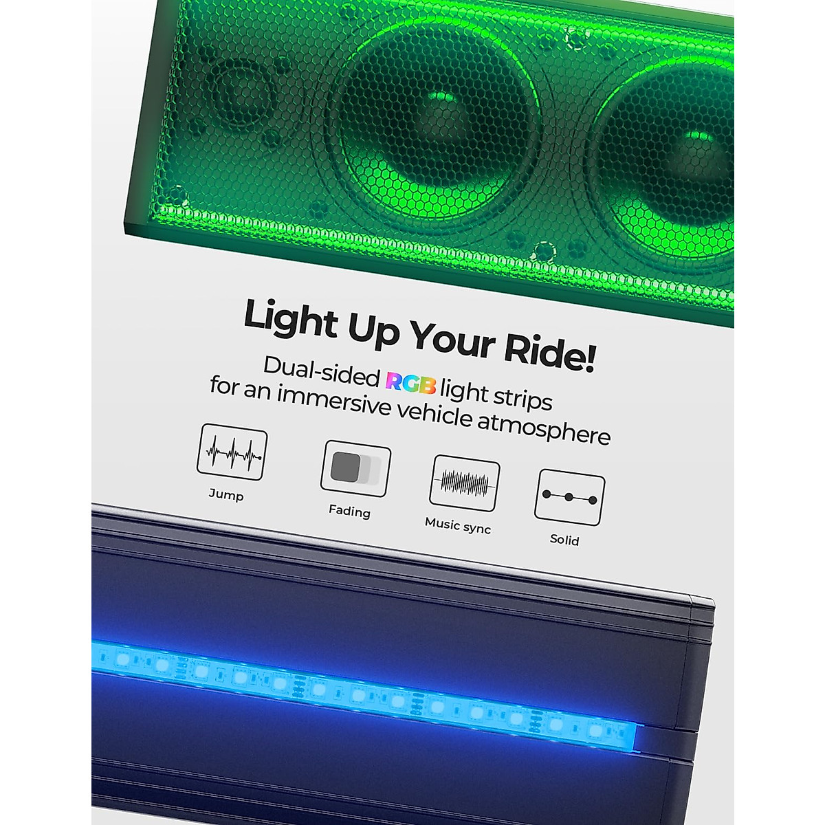 KEMIMOTO 6-Speaker Metal UTV Sound Bar Waterproof Bluetooth Music Sync Multicolor Lights 25-inch SxS Speakers Wireless Control Soundbar for UTV Golf Cart w/ 1.25 in - 2 in Roll Bar