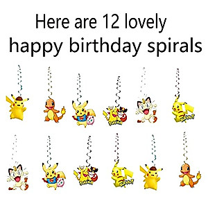 poke-mon birthday party supplies,Cute Animation themed Birthday Banners and Hanging Swirls,Boys and girls for birthday party supplies