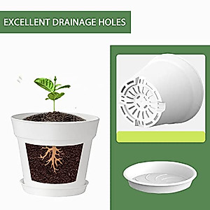 Olisx 12 Pack 4 inch Plastic Planters, Seedlings Plant Nursery Pots with Drainage Holes and Saucers for Plants Flowers Succulent and All House Plants, White