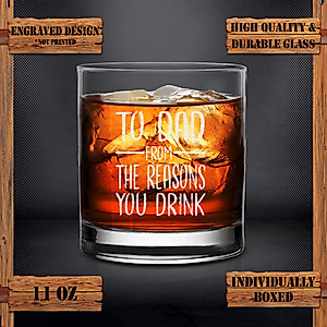 NeeNoNex To Dad From The Reason Old Fashion Rocks Glass - Funny Dad Gift from Daughter Son Kids Birthday Fathers Day Gift