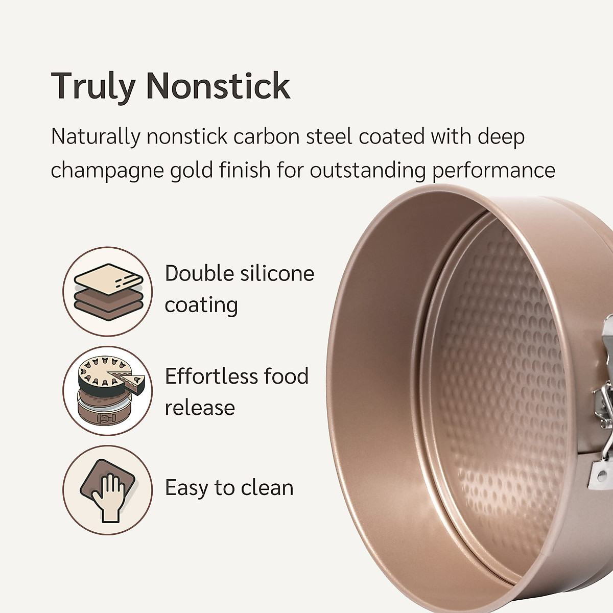 HAPPIELS Non Toxic Nonstick 8 inch Springform Pan | 8'' Cheesecake Mold | 8in Leakproof Spring-form Round Cake Pans | Nontoxic Non Stick Spring Form Pan for Baking