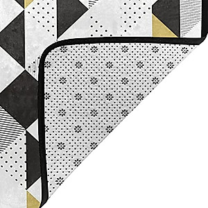 Gesey-R4T Abstract Geometric Gold Black and White Triangle Pattern Home Area Rugs 3'3"x5' Home Decor Carpet Soft Floor Mat Non-Slip for Living Room Bedroom