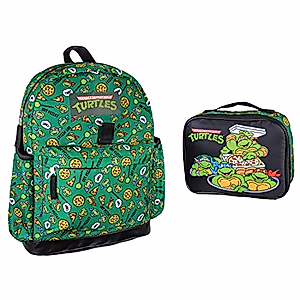 INTIMO Nickelodeon Teenage Mutant Ninja Turtles Got Pizza? Leonardo Raphael Donatello Michelangelo 2 Pc Lunch Box Backpack Set