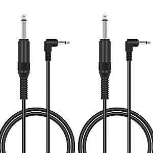 Bolvek 2 Pack 3ft 6.35mm 1/4" Mono Male to 3.5mm 1/8" TS Mono Male 90 Degree Right Angle Adapter Audio Cable Cord