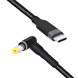 CERRXIAN 6.5ft 100W PD USB Type C Male Input to 90 Degree DC 5.5 x 2.5 mm Male Power Charging Cable for K55A K55N K501UX K53E Q550L G360 G450 G455(5525-100W)