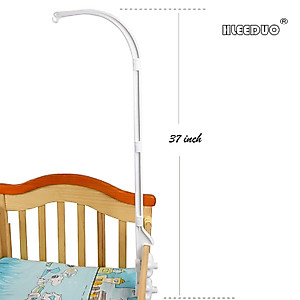 HLEEDUO DIY 37 inch Baby Crib Mobile Bed Bell Holder Music Box Holder Arm Bracket Baby Bed Stent Set Nut Screw