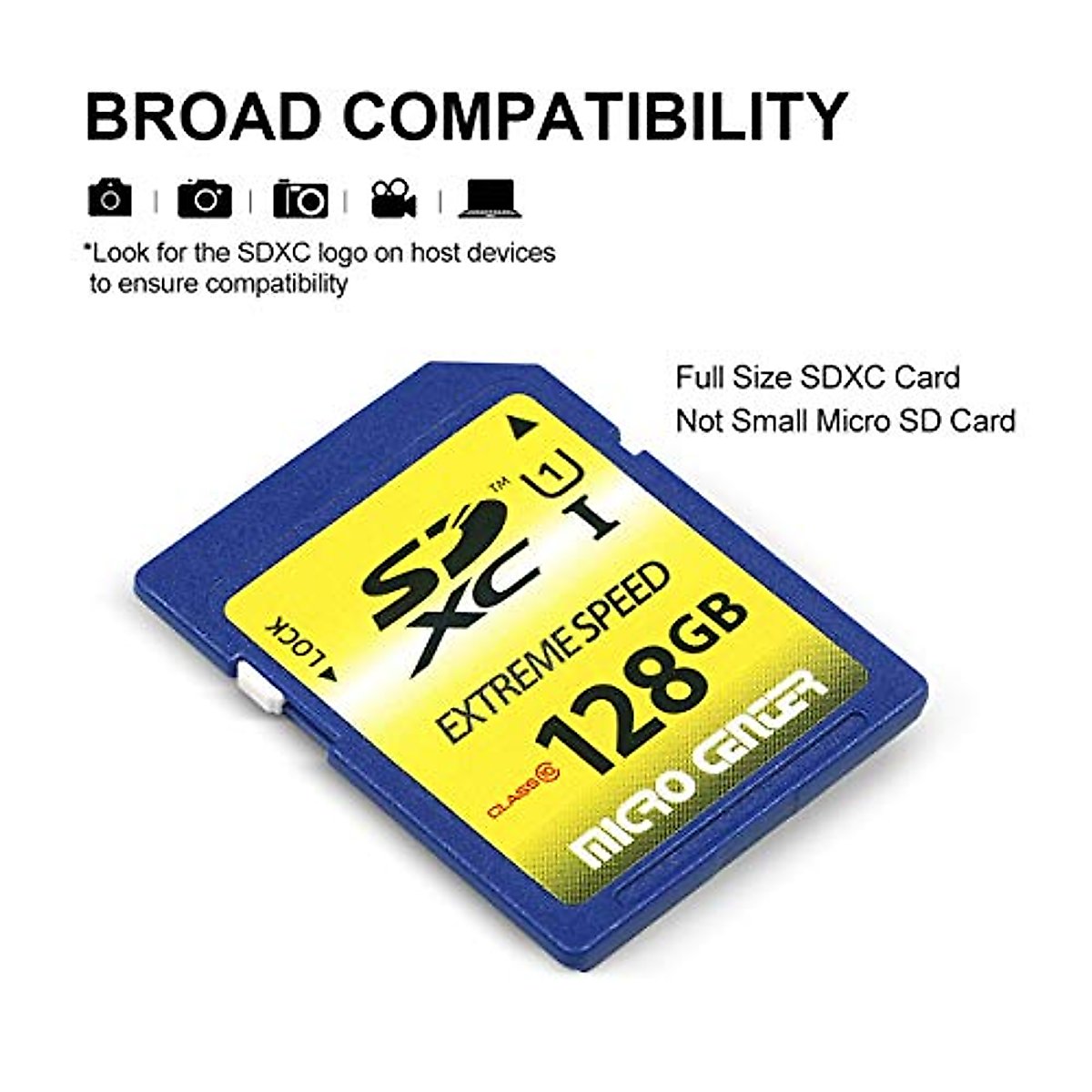 128GB Class 10 SDXC Flash Memory Card Full Size SD Card USH-I U1 Trail Camera Memory Card by Micro Center