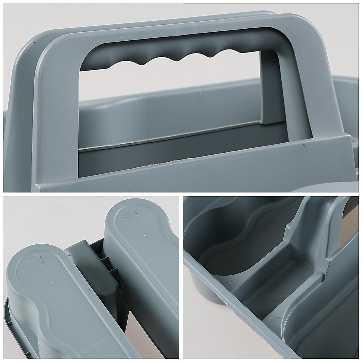 Yarebest 4-Pack Plastic Cleaning Tool Storage Caddy, 2 Compartment Caddy with Handle, Grey