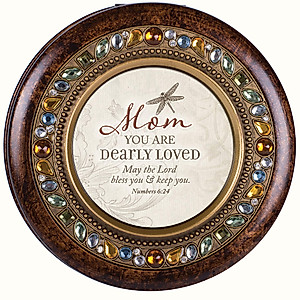 Cottage Garden Mom You are Dearly Loved Amber Earth Tone Jeweled Round Music Box Plays How Great Thou Art