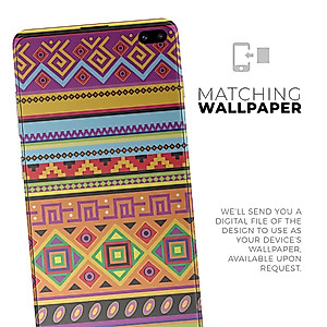 DesignSkinz Vector Gold & Purple Aztec Pattern V32 Protective Vinyl Decal Wrap Skin Cover Compatible with The Samsung Galaxy S20 (Screen Trim & Back Glass Skin)