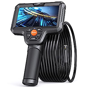 DEPSTECH 5" IPS Display Endoscope, Dual Lens Inspection Camera with Light, 7.9 mm HD Borescope, Sewer Camera with LED Flashlight, 32 GB, 5000 mAh Battery, Carrying Case, Detachable Snake Camera-16.5ft