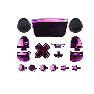 Limentea Chrome Buttons L1 R1 L2 R2 D-Pad Triggers Share Options Face-Plate Full Set for PS5 V2 2.0 BDM-020 Controller (Chrome Rose Red)