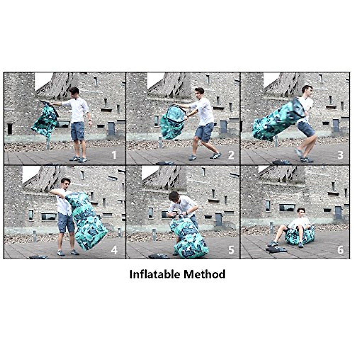 HAKE Inflatable Lounger with Portable Carry Bag for Outdoor and Indoor use (Blue Lounger)