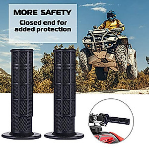 APPYU 78inch ATV Grips Universal Handlebar Grips Soft Rubber Motorcycle Grip for ATV Polaris Thumb Throttle Kid Youth 4 Wheeler Quad 400ex Klf110 Klt110 Klf220 Klt200 (Black)