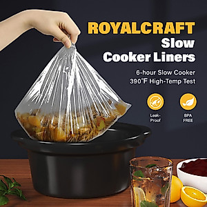 Royalcraft Slow Cooker with 10 Cooking Liners, 3 in 1 Buffet Servers Dips Pot, Food Warmers for Parties with 3 Spoons, Lid Rests, Removable Oval Ceramic Pots, Total 4.5QT Grey