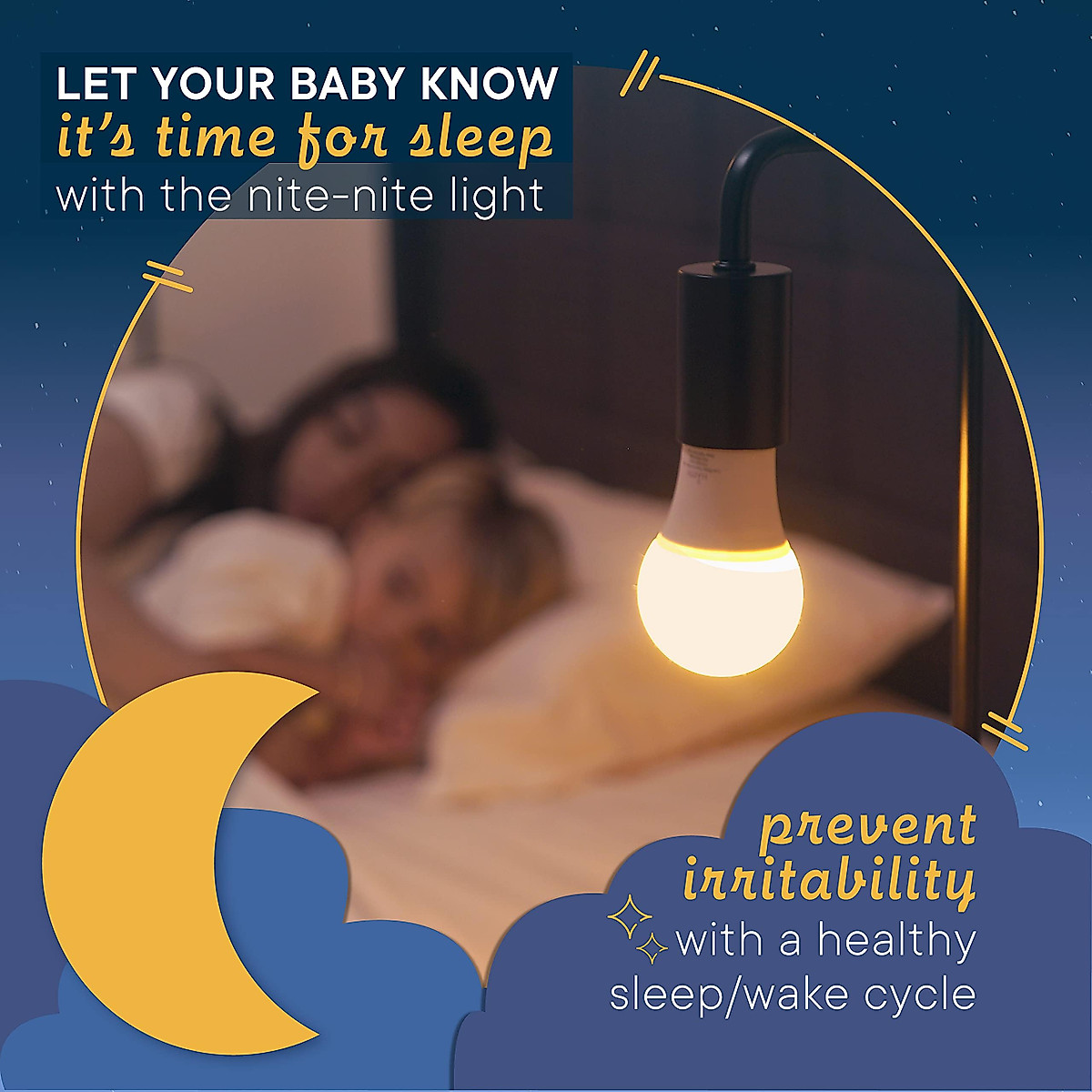 Nite-Nite Light Bulb. Natural Baby Sleep Aid. Promotes Healthy Sleeping Habits for Baby and Mother | Certified by The National Parenting Center. 3 Watt Dimmable, Amber Color - Flicker Free Pack of 1